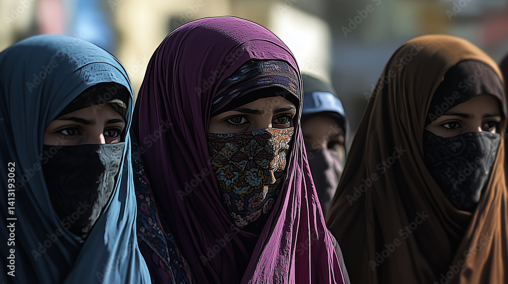 Realistic portrayal of women under Taliban rule, adhering to strict ...