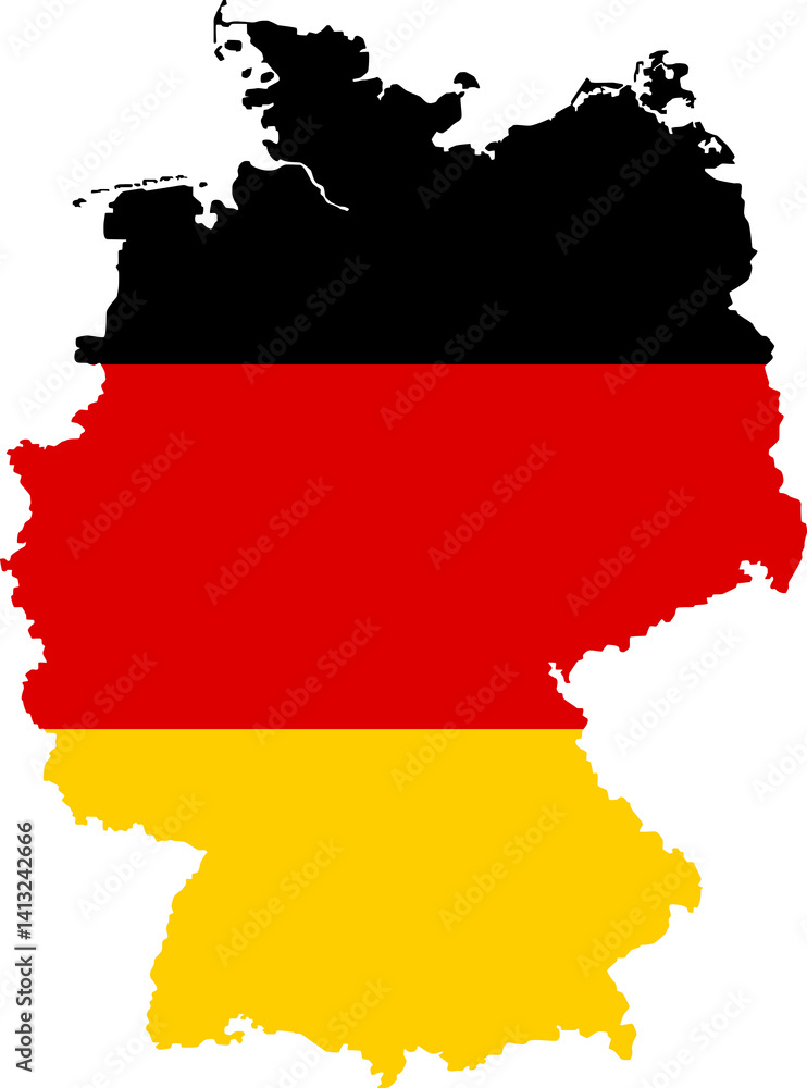 Germany flag map illustration isolated on transparent background Stock ...