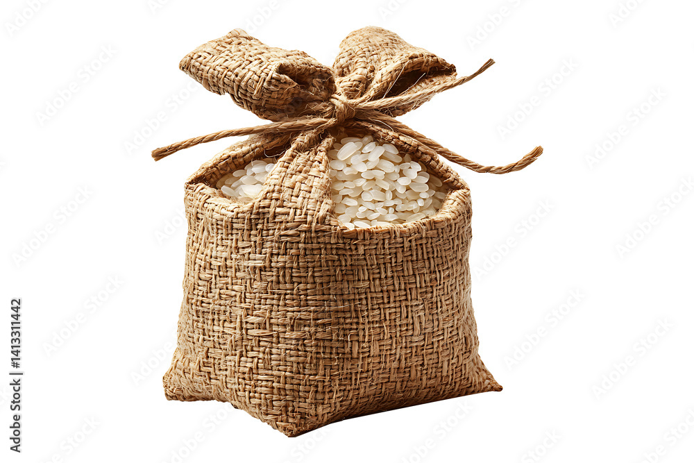 Woven Rice Bag is on Transparent Background, PNG Image. Stock Photo ...