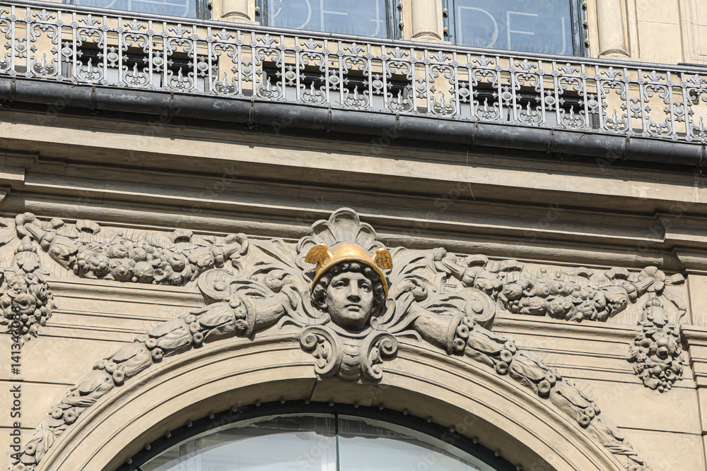 Copenhagen, Denmark. Greek gods, winged Mercury, Rococo architecture ...