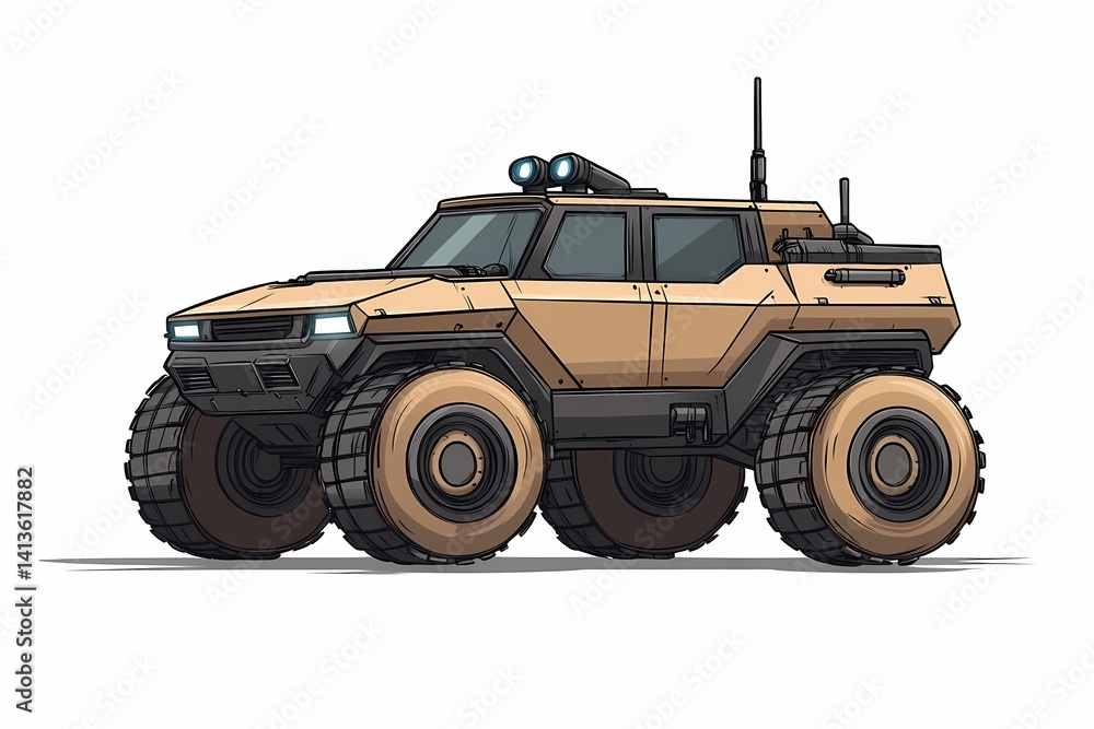 Innovative Military-Style SUV Illustration: A Futuristic Off-Road ...