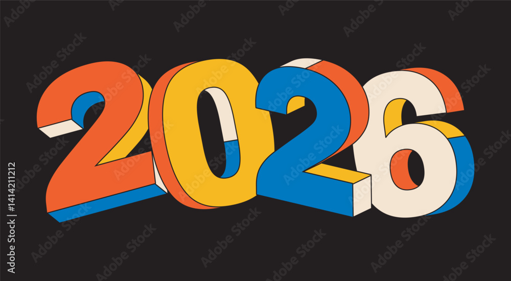 Vektor Happy New Year 2026 Tittle Logo. 2026 Happy New Year logo text ...