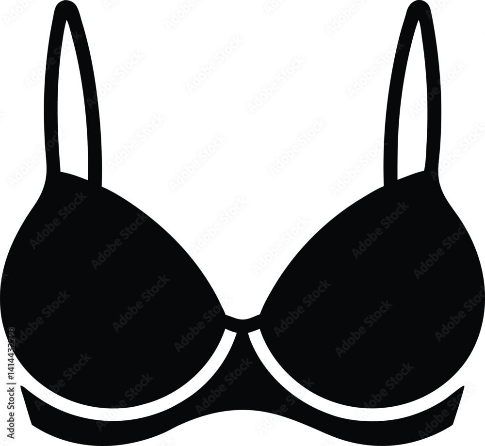 Bra Silhouette Black Vector | Lingerie Icon for Print, Cut Files, and ...