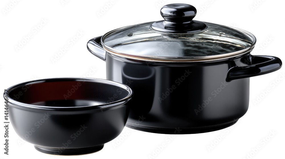 Kitchen Cookware Duo: This evocative shot spotlights a black cooking ...