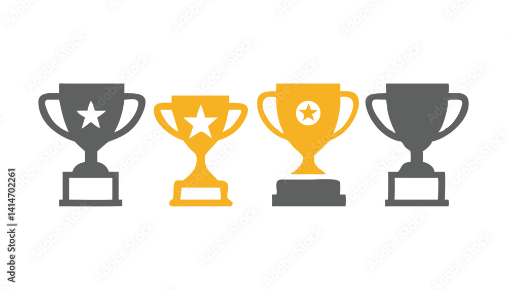 Award & Trophy cup icon set. Winning icons collection Stock Vector ...