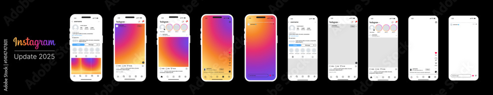 Instagram Post, Story, Reels and Profile mockup with 2025 grid update ...