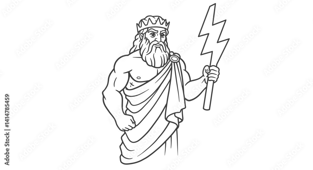 Roman King God Jupiter Coloring Sheet Simplified Thunderbolt Symbol ...