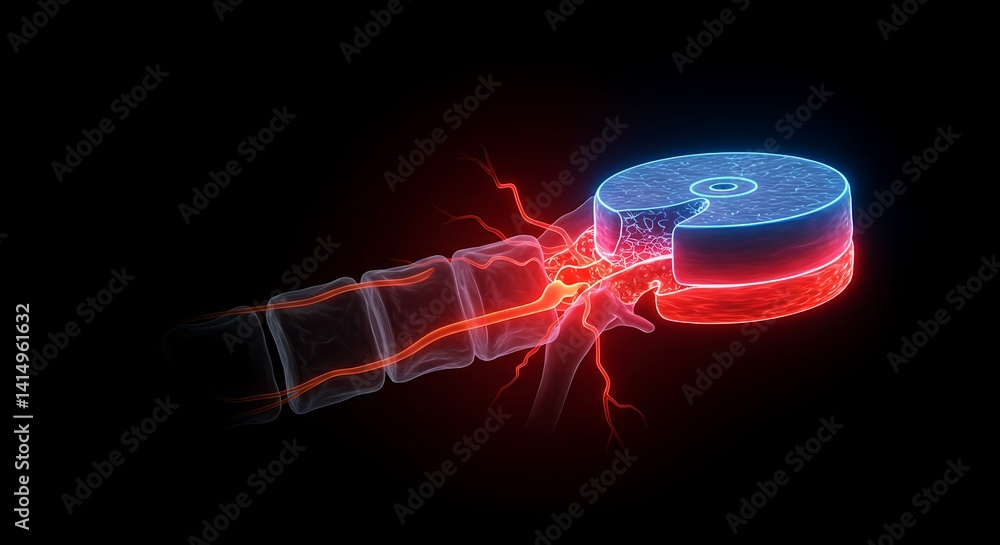 Human spinal structure rendering with vertebrae and intervertebral disc ...