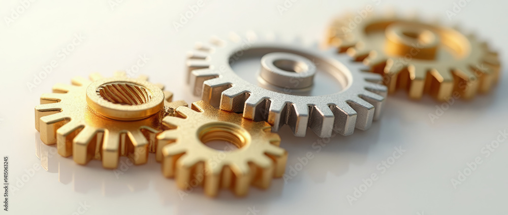 Generative AI Metallic Gears Interlocking Precision Mechanics Concept ...