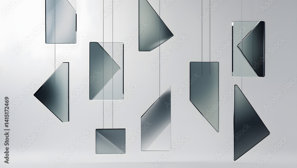 Minimalist Windows wallpaper with floating geometric glass panels and ...