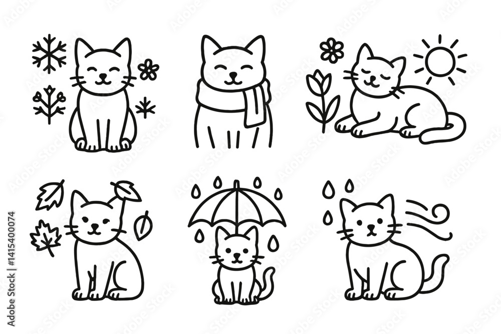 outline vector icons of educational signs in parks: animal tracks, tree ...