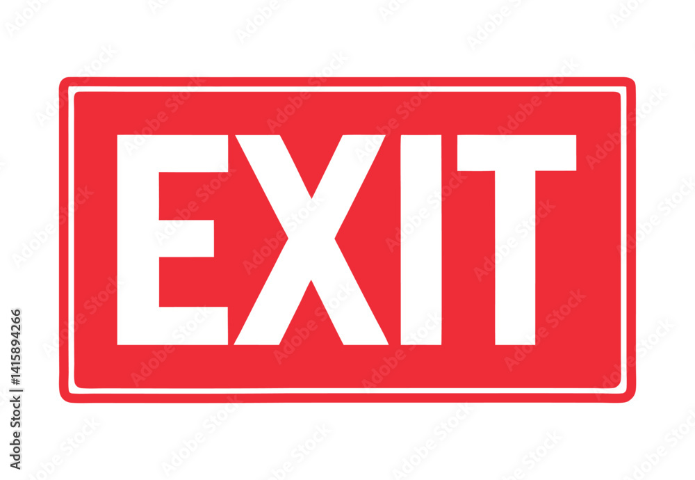 Image vectorielle Stock Red Exit Sign With White Letters For Emergency ...