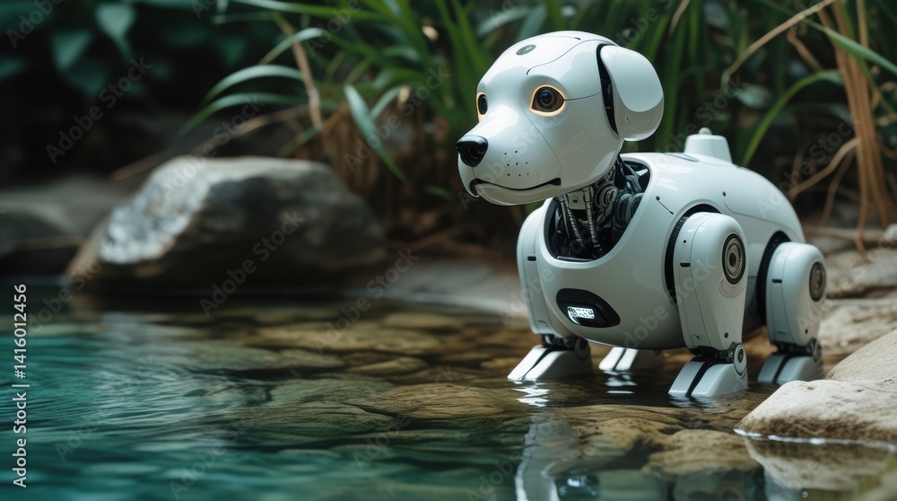 a white porcelain robot dog domestic smart robotical artificial ...