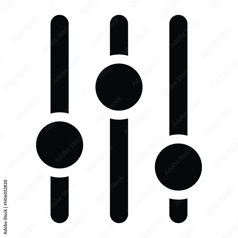 Audio mixer control sliders vector icon. Sound adjustment interface ...