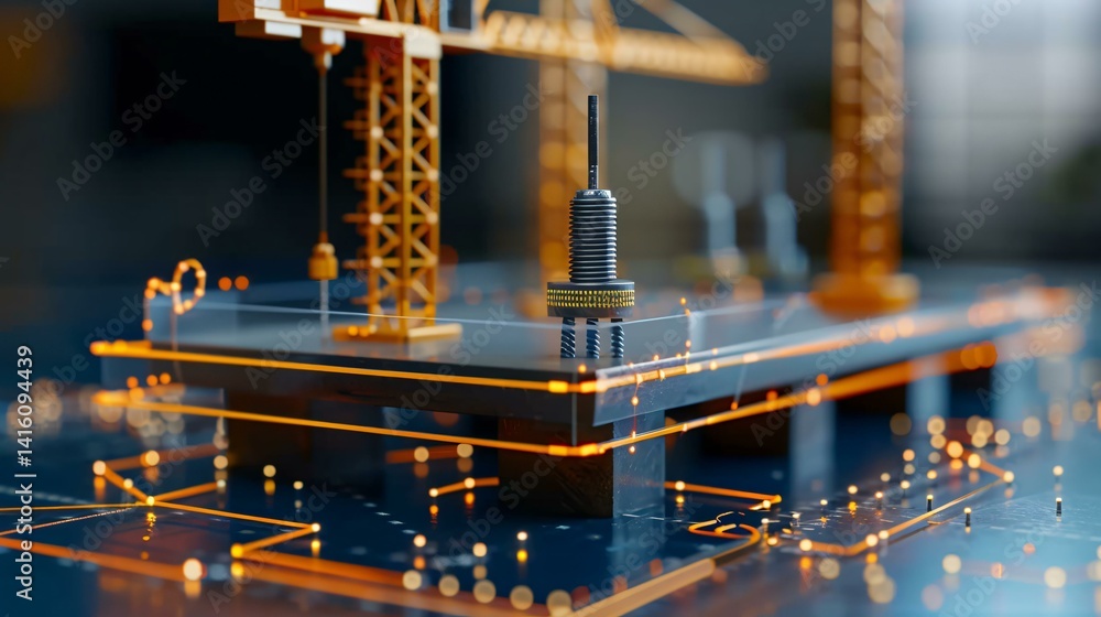 A precise construction grid layout showing marked zones, alignment ...