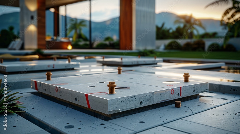 Foundation-level construction layout grid showing anchor bolt positions ...