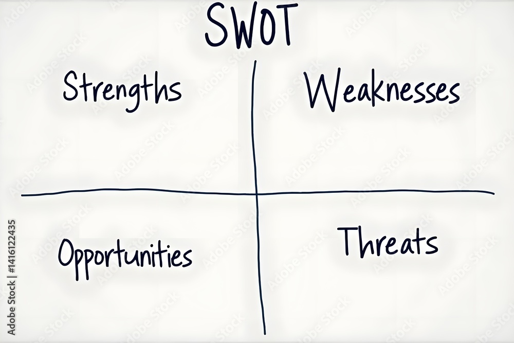 SWOT analysis board highlighting strengths, weaknesses, opportunities ...