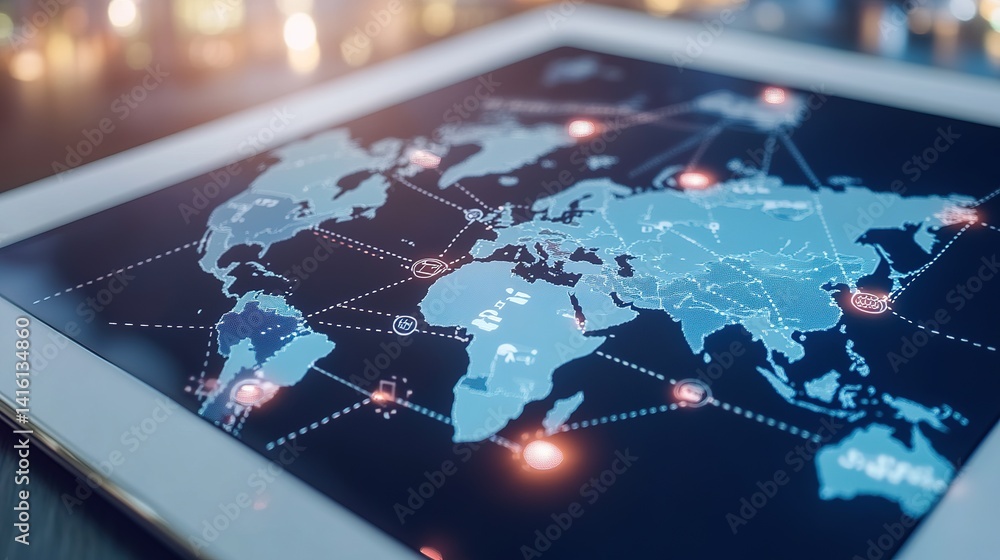 Looking at a map on an iPad Stock Photo | Adobe Stock