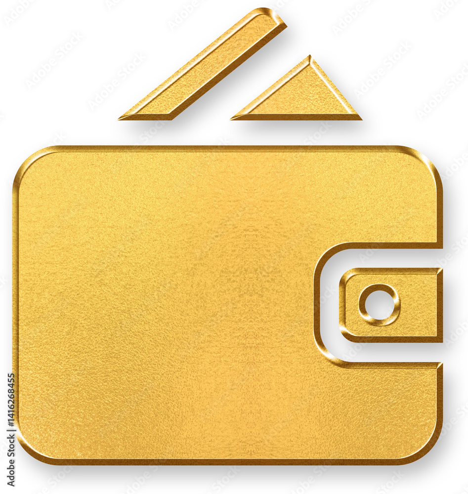 Gold Money Icon – 3D Glossy Golden Currency Symbol with Metallic Shine ...