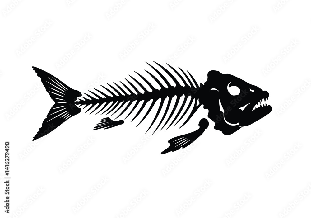 Fish skeleton silhouette. This image shows the outline of a fish ...