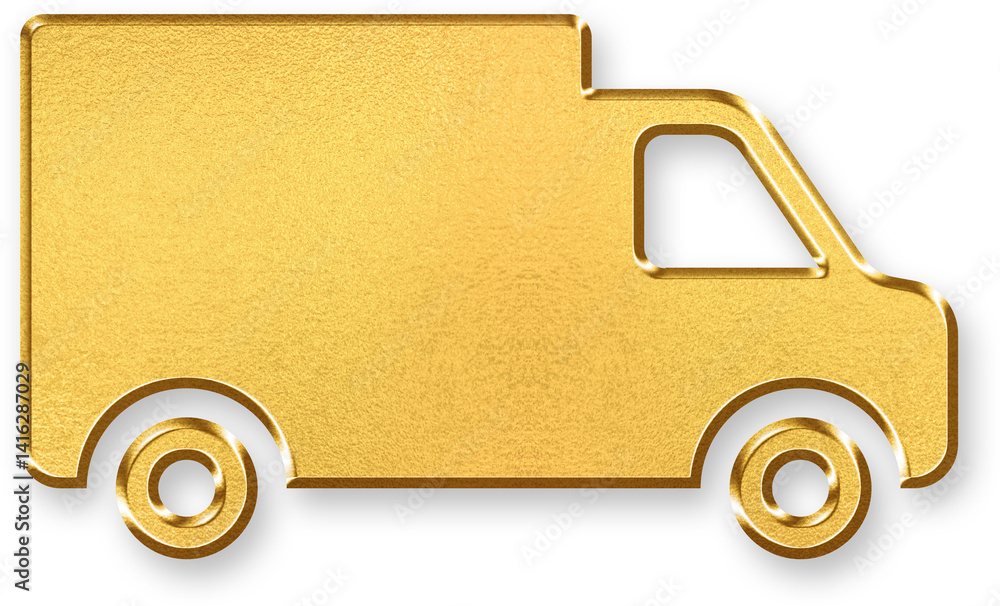Gold Shipping Icon – 3D Glossy Golden Delivery Box Symbol with Metallic ...