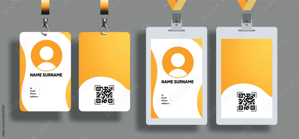 ID yellow card clipart template set. School and office identification ...