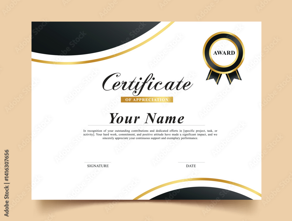 Certificate of appreciation black template clipart. Award of ...