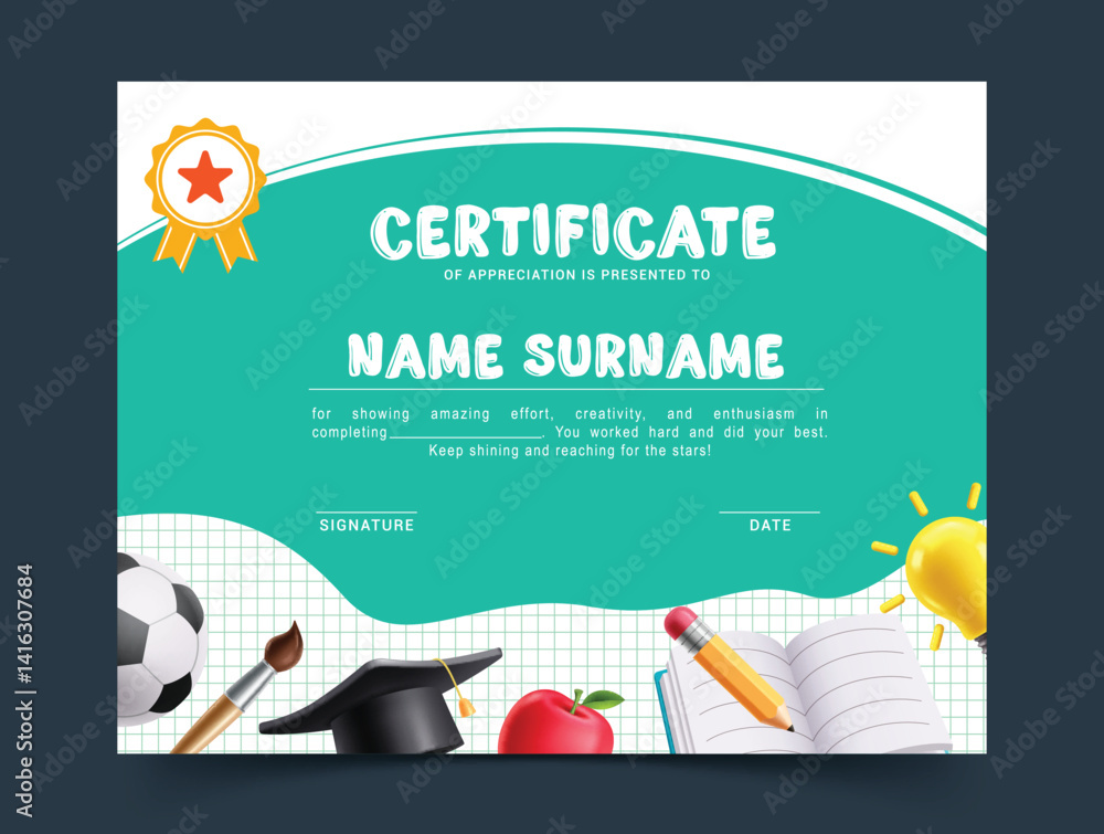 School certificate template clipart. Achiever graduation award in green ...