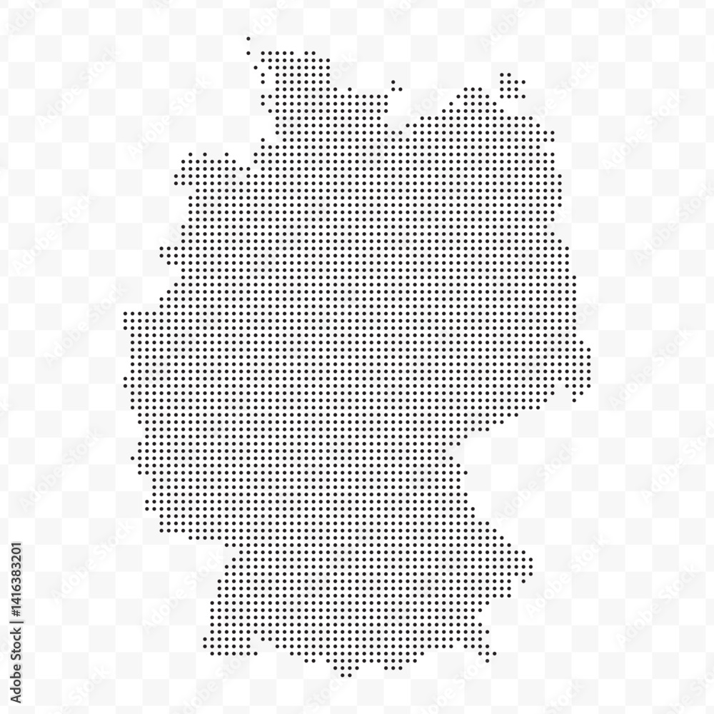 Vector Illustration of Dotted Map of German in black on Transparent ...
