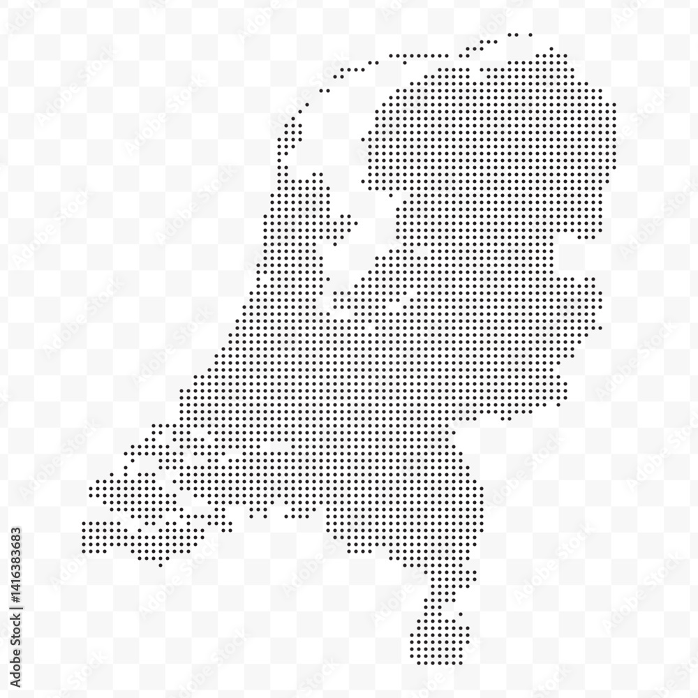Vector Illustration of Dotted Map of Netherlands in black on ...