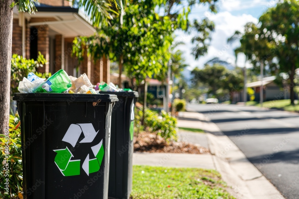 Innovation in waste management, recycling station with clear signage ...
