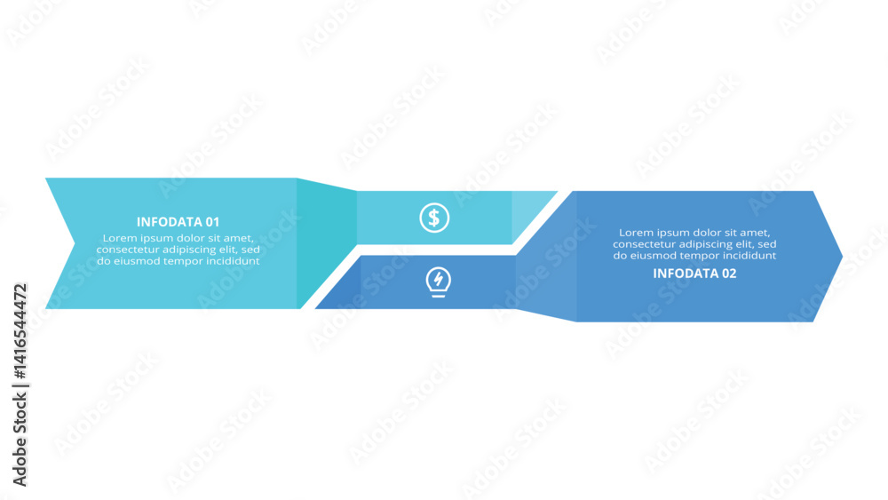 Workflow concept for infographic with 2 steps, options, parts or ...