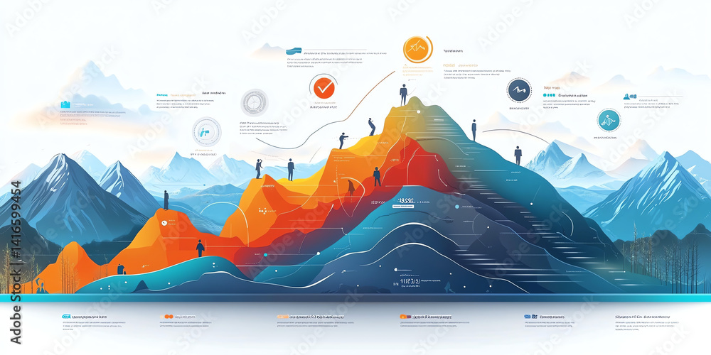 Climbing the Mountain to Success Business Infographic Stock ...