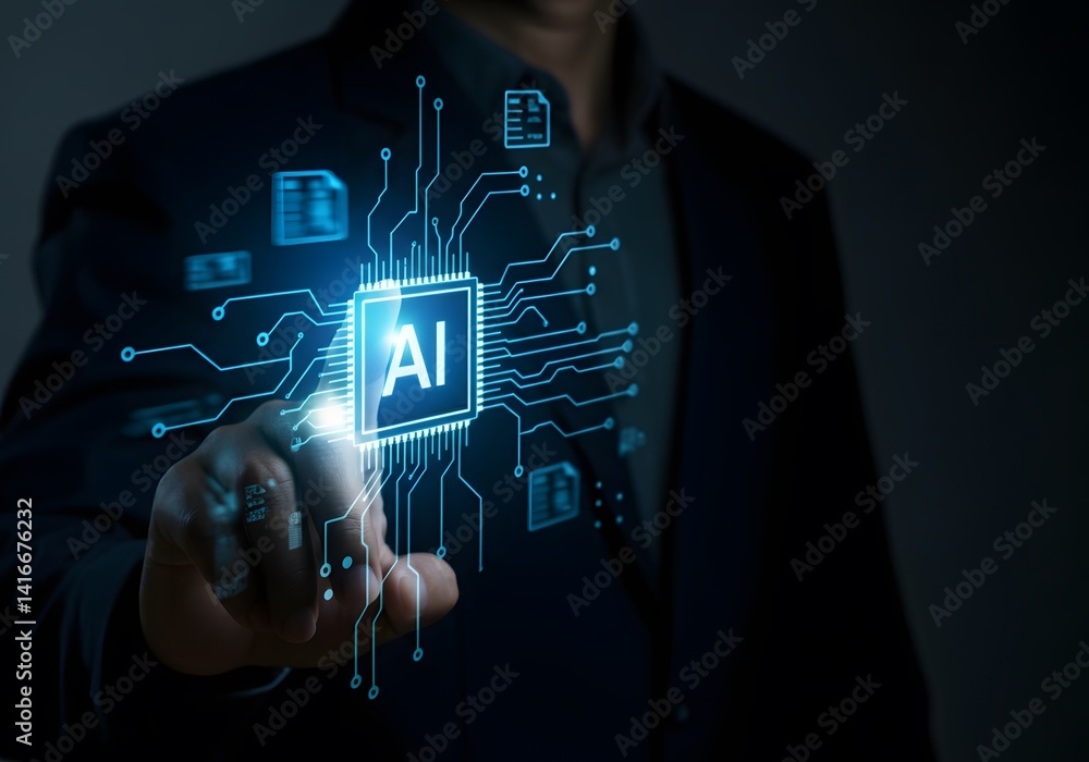 AI agent and generative artificial intelligence. Robotic processes automation and data analysis ...
