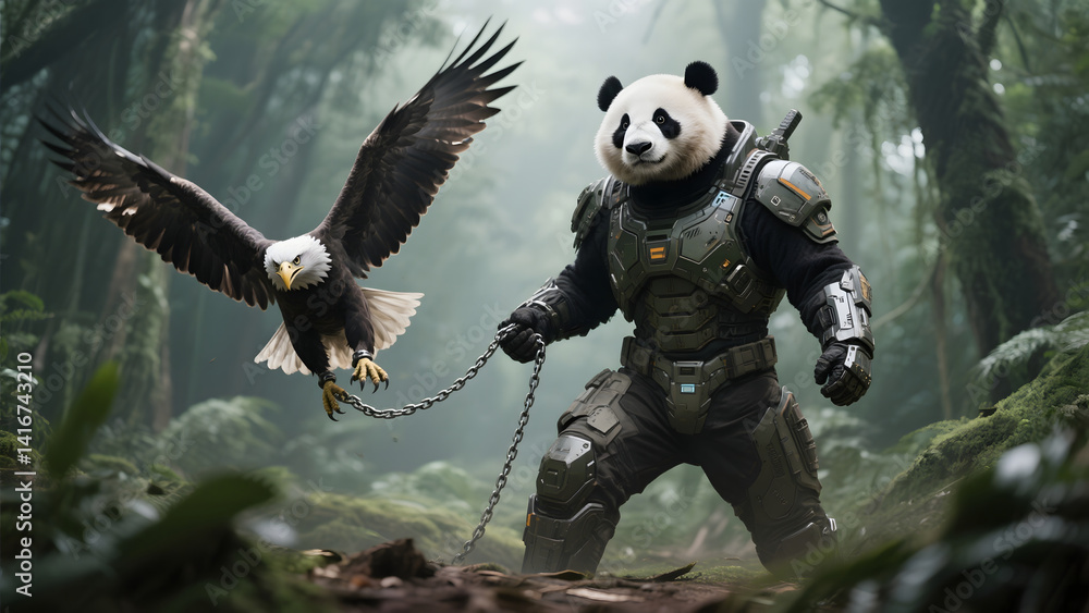 Stock-Foto „The giant panda and the eagle represent the international ...