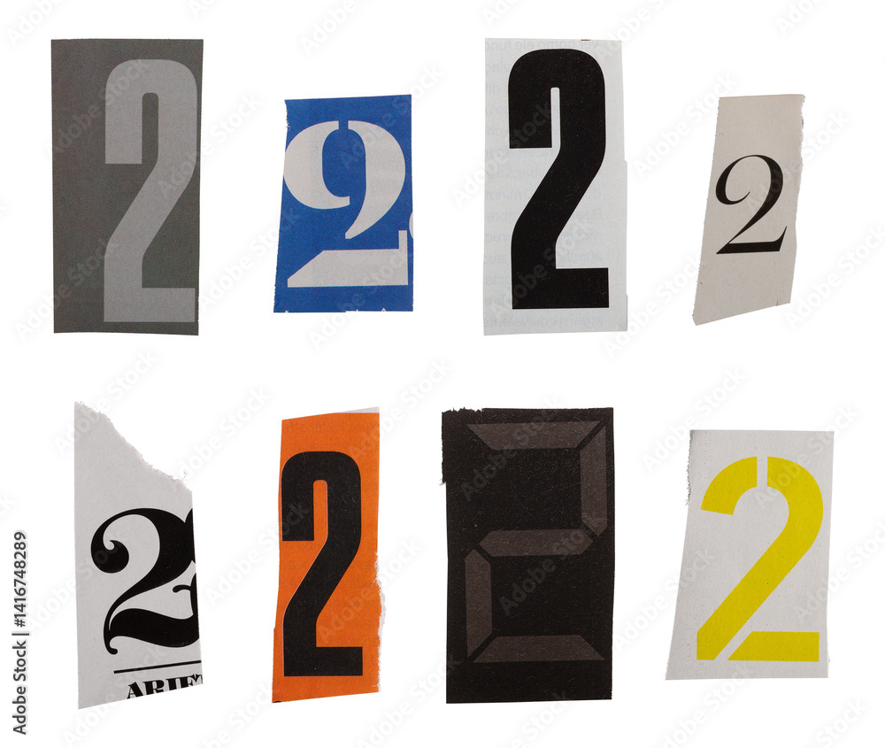 Ransom Number Font 2 From Printout Magazine Cutout Collage Element For