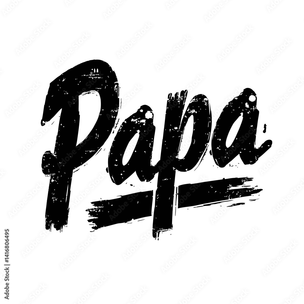Monochrome illustration featuring the word "PAPA" in a bold, uppercase ...