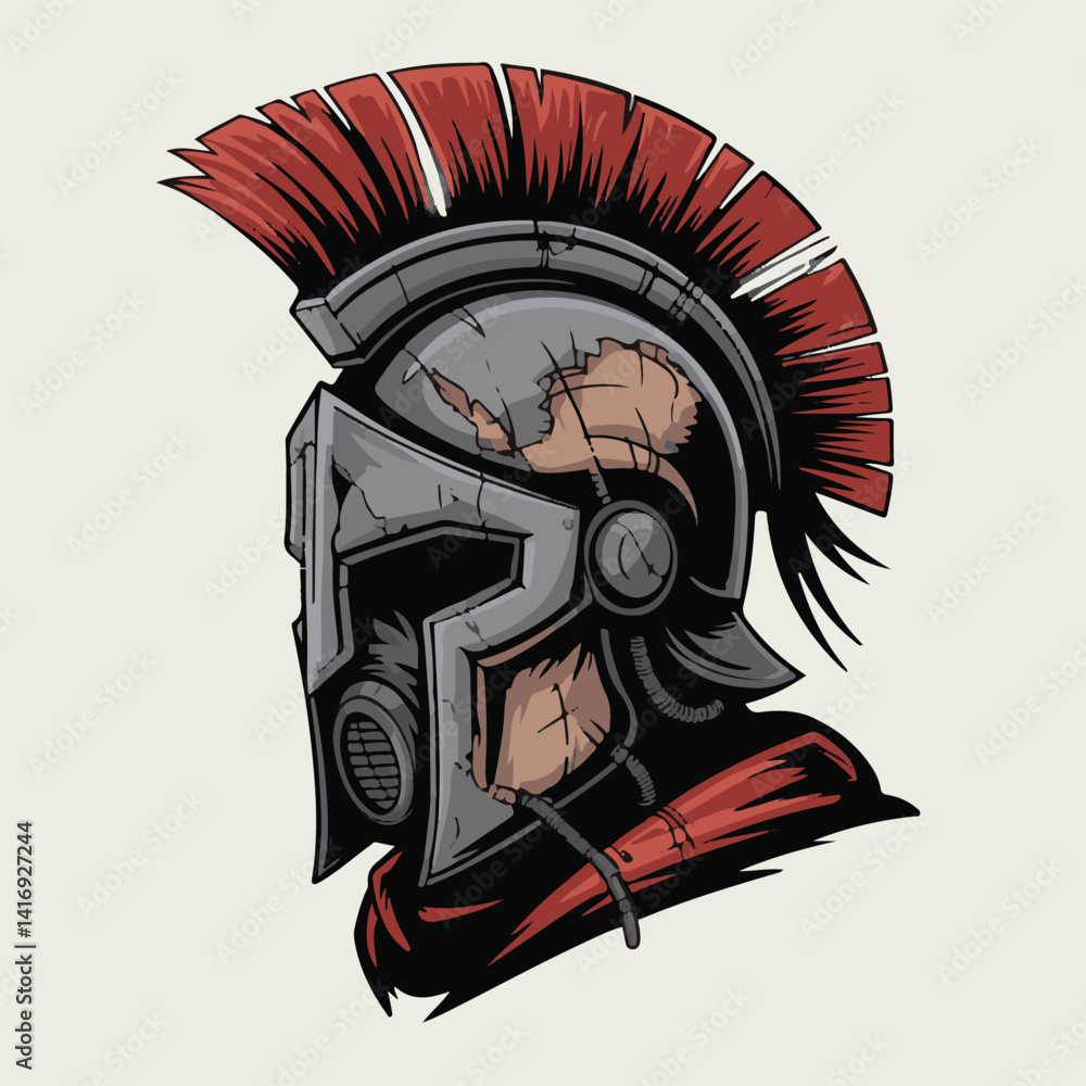 Wasteland Spartan – Post-Apocalyptic Warrior Illustration with Mohawk ...