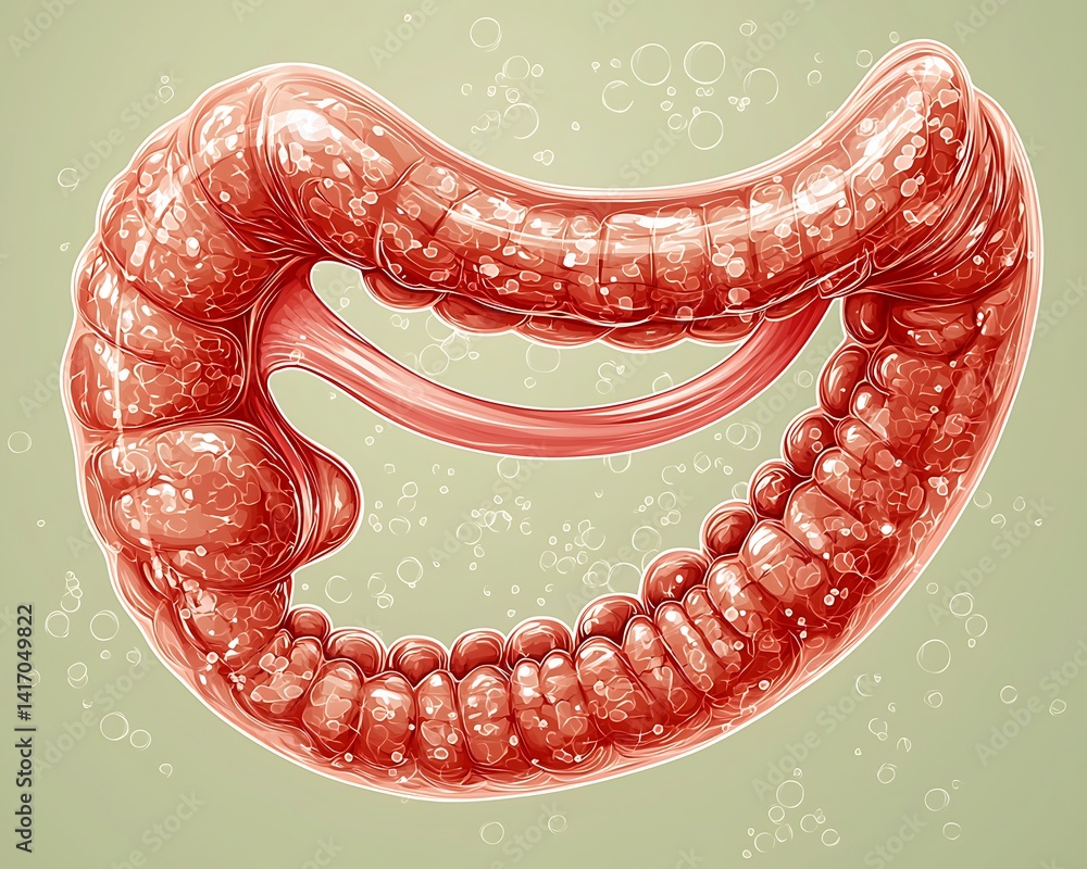 Intestinal anatomy, highlighting the small intestine's structure. Stock ...