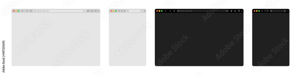browser window Website mockup template with frames for PC, laptop, tablet, and mobile. Includes ...