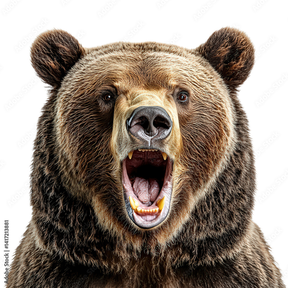 Powerful bear with its mouth open png majestic roaring grizzly png ...