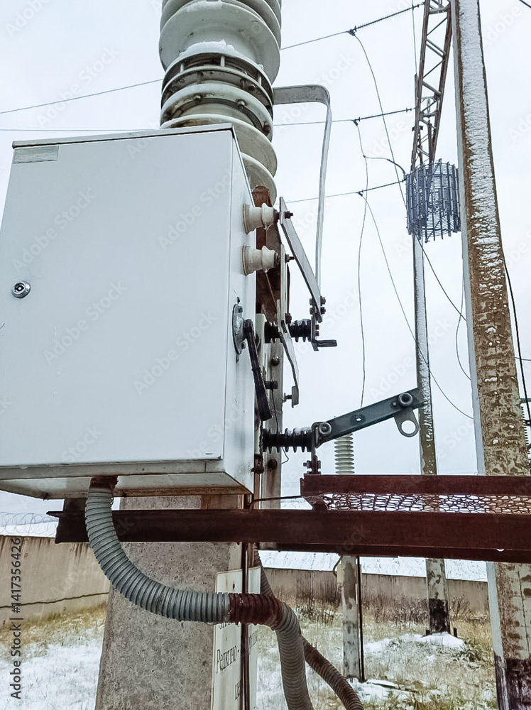 Electrical substation equipment with isolator switch and transformer ...