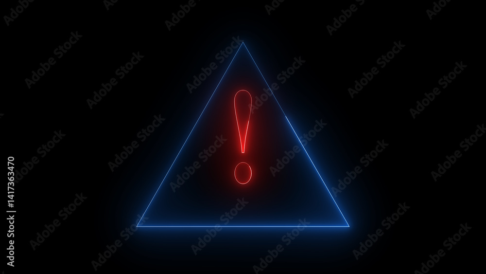 Stock-Illustration „neon glowing blue red color danger warning ...