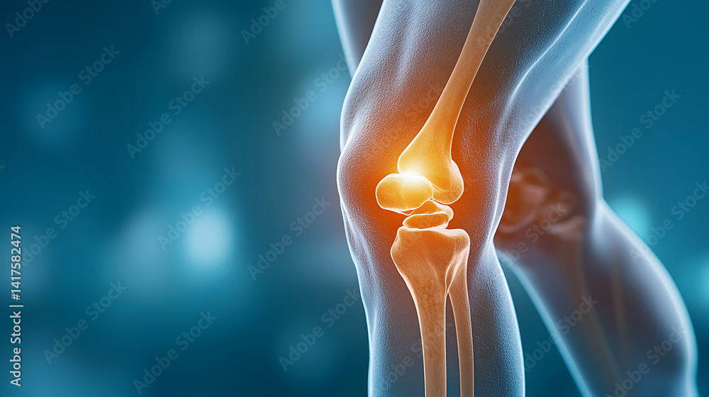 X-ray imaging of knee joint with highlighted patella anatomy medical ...