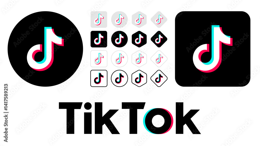 Tiktok logo icon logo set Png & vector. Tiktok logo transparent png ...