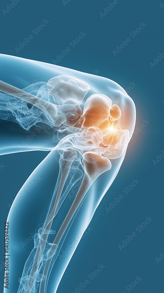 Vertical x-ray of human knee joint medical imaging health diagnostics ...