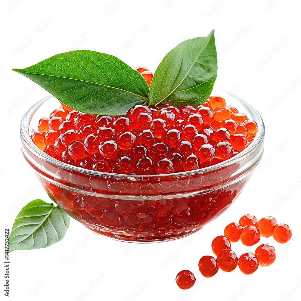 Luxurious bowl of red caviar png dynamic gourmet delicacy png refined fine dining art png ...