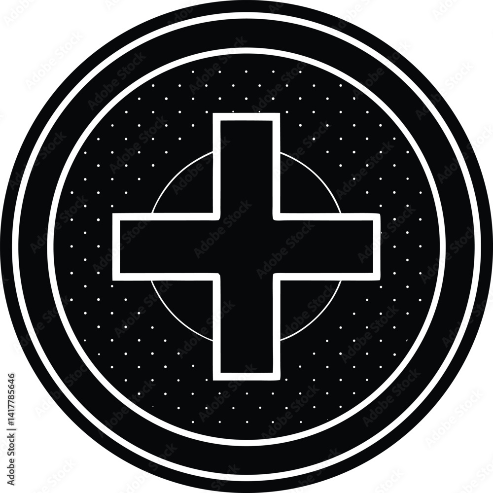 Plus Sign Circle Silhouette Black Vector | Add Symbol Icon for UI ...