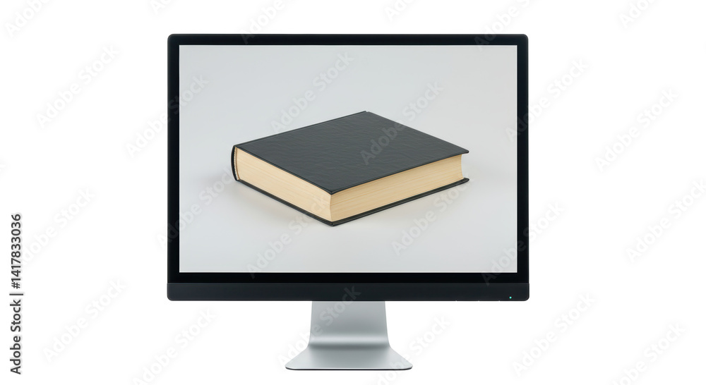 Isolated Computer Monitor displaying Closed Book with Dark Cover Stock ...