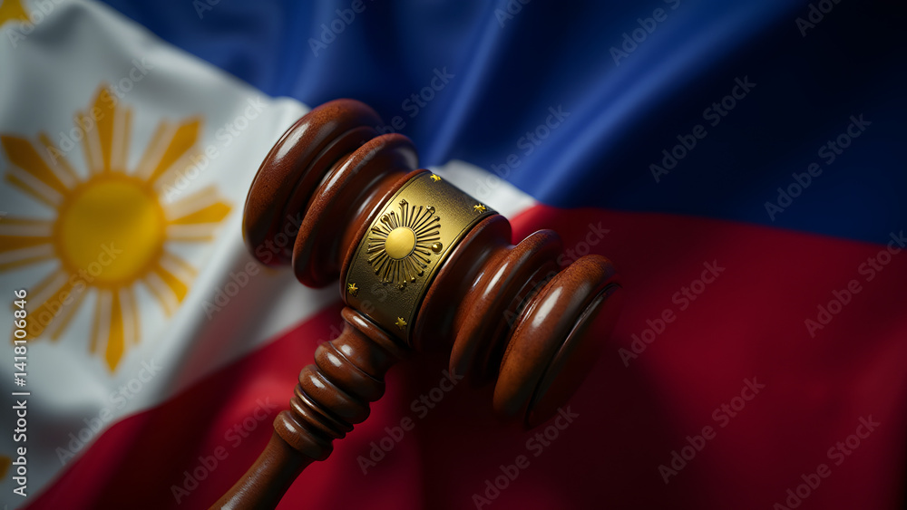 Narra gavel with gold over Philippine flag. Archipelagic legal ...